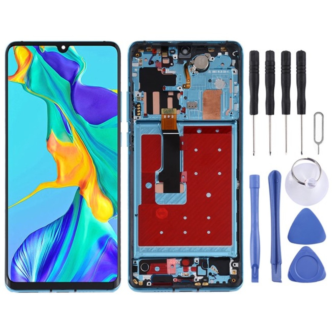 Replacement OLED With Frame Touch Screen For Huawei P30 Pro Aurora Blue